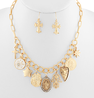 Multi element Charm Necklace GOLD – Hadley Kate’s Boutique